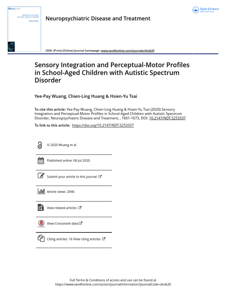 Sensory Integration and Perceptual-Motor Profiles in School-Aged ... Sensory Integration and Perceptual-Motor Profiles in School-Aged ...