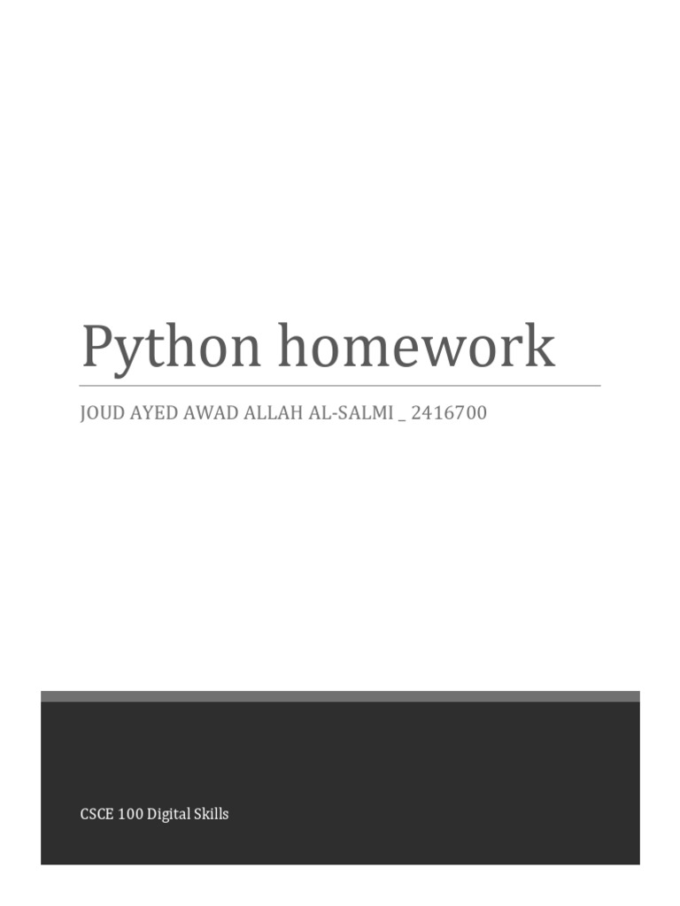 Python Homework for CSCE 100 Students | PDF