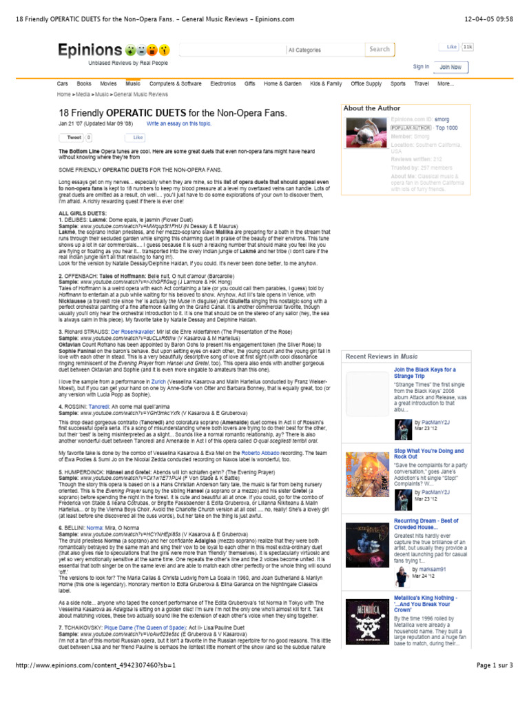 18 Friendly OPERATIC DUETS For The Non-Opera Fans. - General Music ...