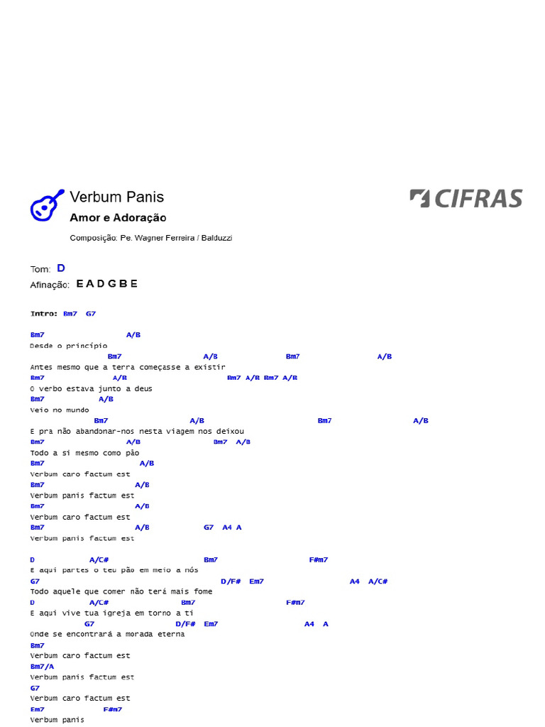 CIFRAS Cifra Amor-E-Adoracao Verbum-Panis | PDF