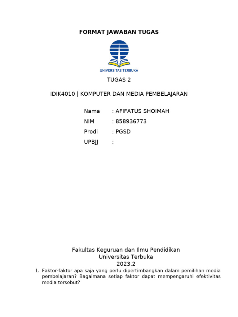 TT2 - Komputer Dan Media Pembelajaran | PDF