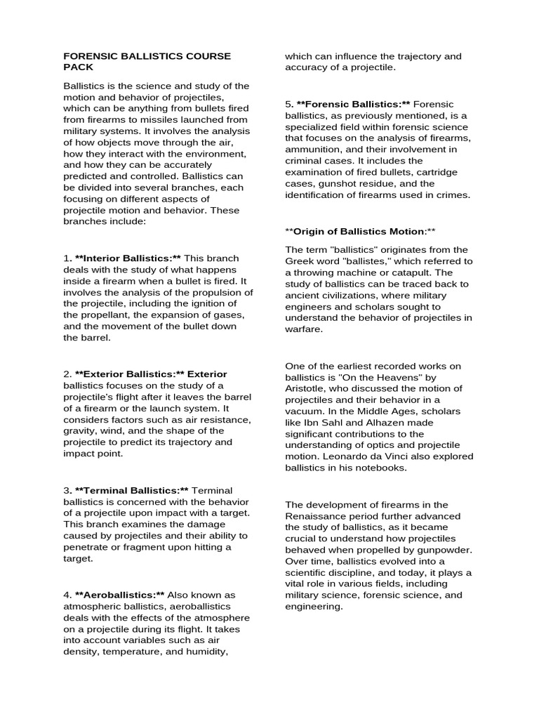 Forensic Ballistics Course Pack | PDF | Firearms | Ballistics