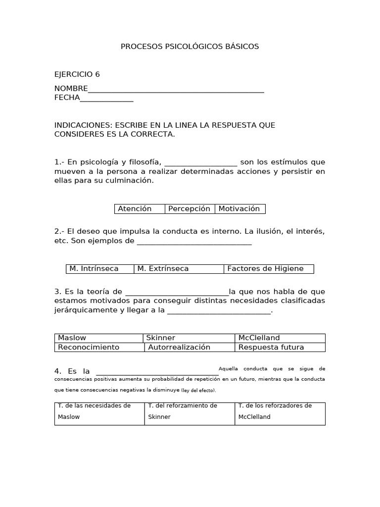 Ejercicio 6 Procesos Psic Básicos | PDF