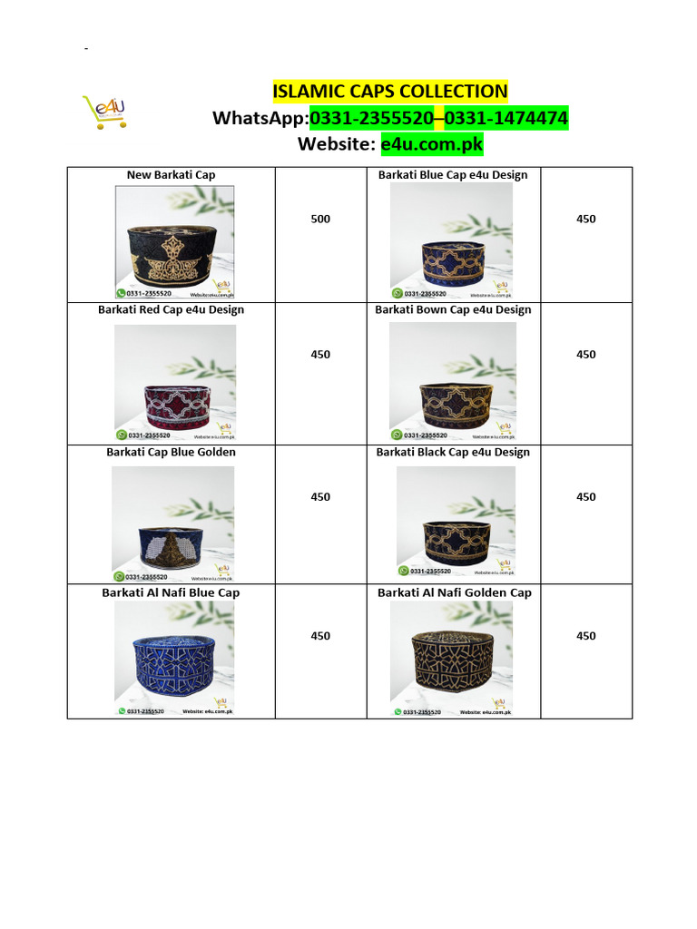 E4U CAPs | PDF | Clothing