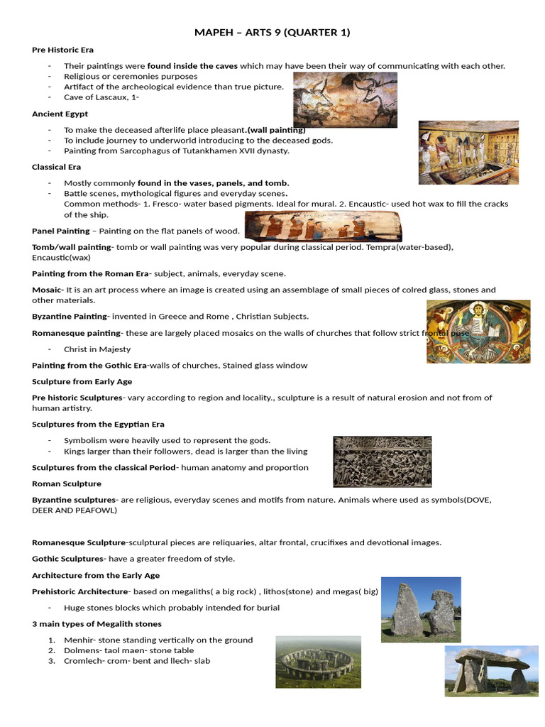 Q1 Arts-Handouts | PDF | Sculpture | Ancient Egypt