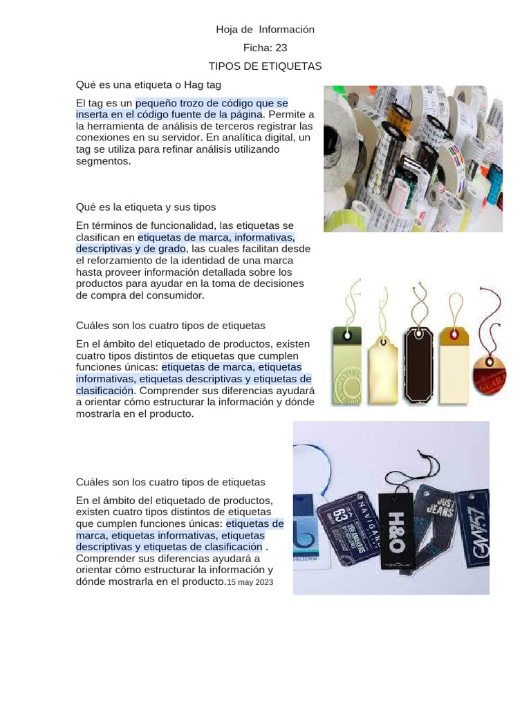 Ficha 23 Etiquetas | PDF