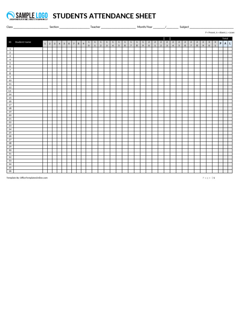 Student Attendance Sheet Template | PDF