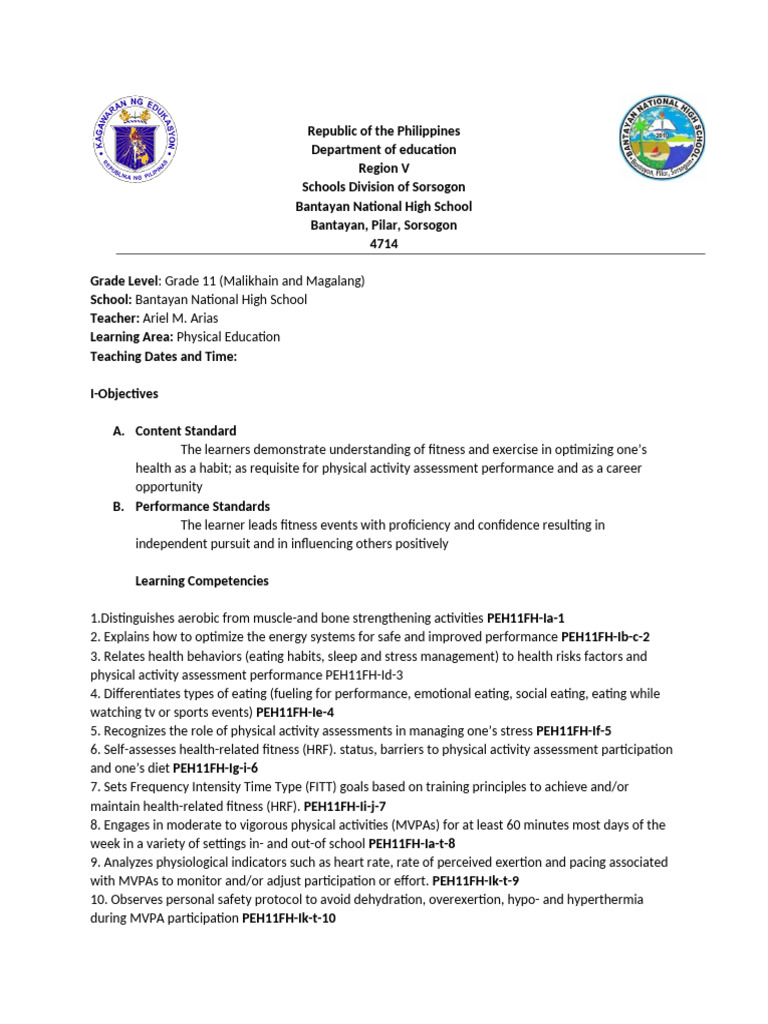 Understanding Physical Education for Grade 11 | PDF | Physical Fitness ...