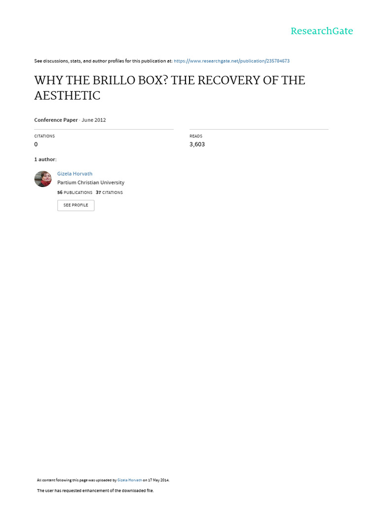 Whythe Brillo Box | PDF | Aesthetics | The Arts