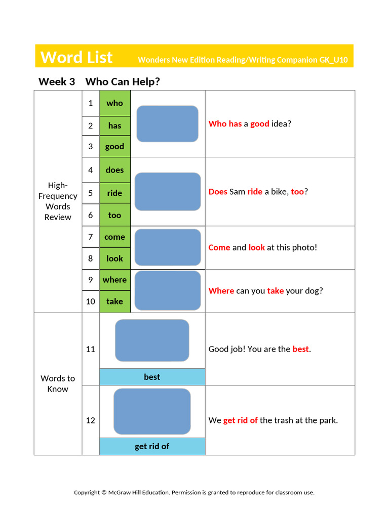 Unit 10 Week 3 Word List (English) | PDF