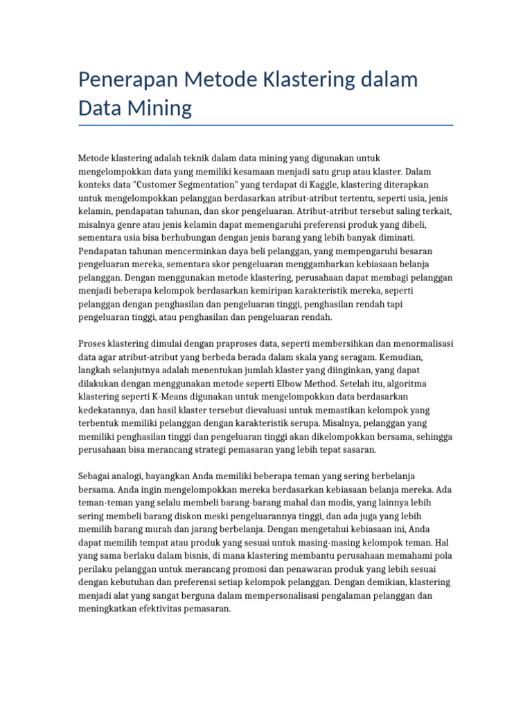 Penerapan Klastering Data Mining | PDF