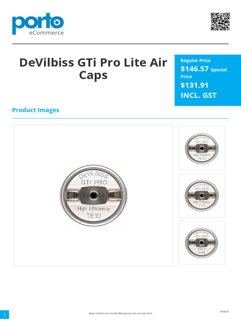 DeVilbiss GTi Pro Lite Air Caps | PDF | Industrial Processes | Materials