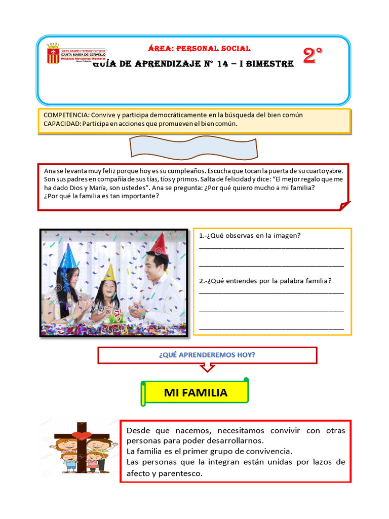 Guia de Aprendizaje n14 de Personal Social - I Bimestre | PDF