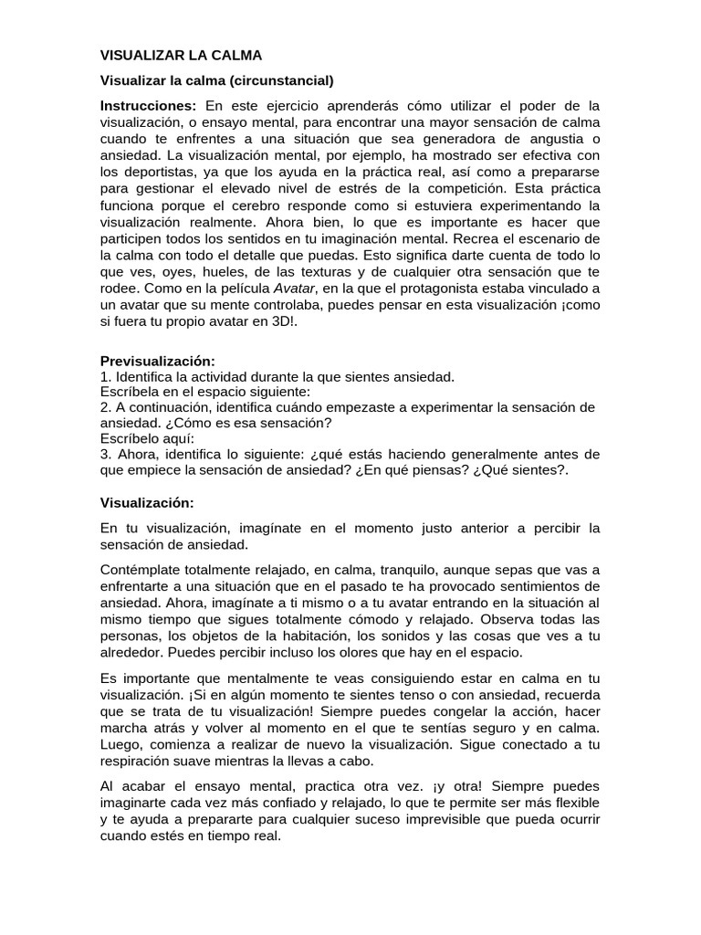 Visualizar La Calma | PDF | Ansiedad | Sentidos