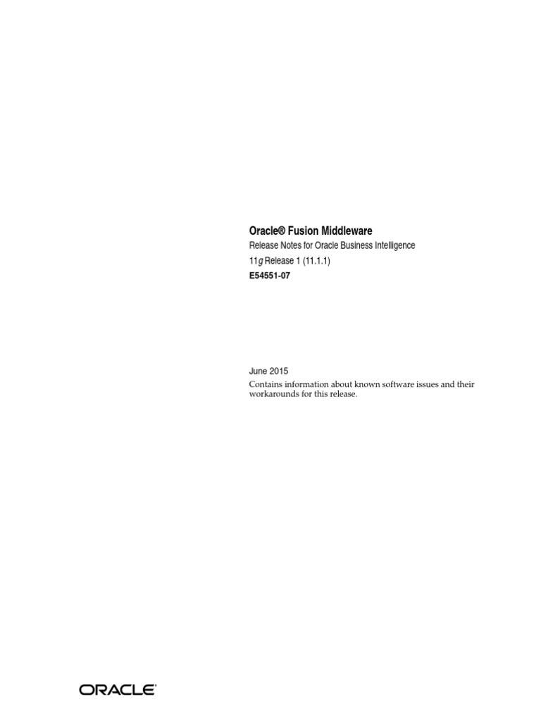 Oracle® Fusion Middleware: Release Notes For Oracle Business ...