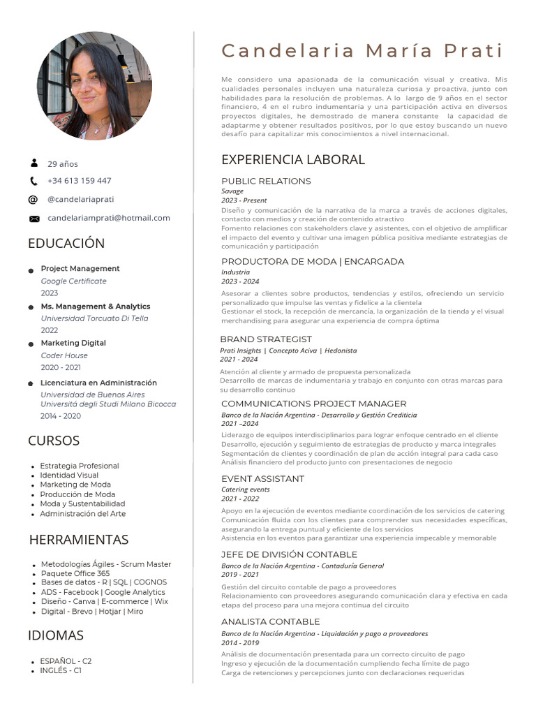 CV BCN - Candelaria Ma. Prati | PDF | Marketing | Business