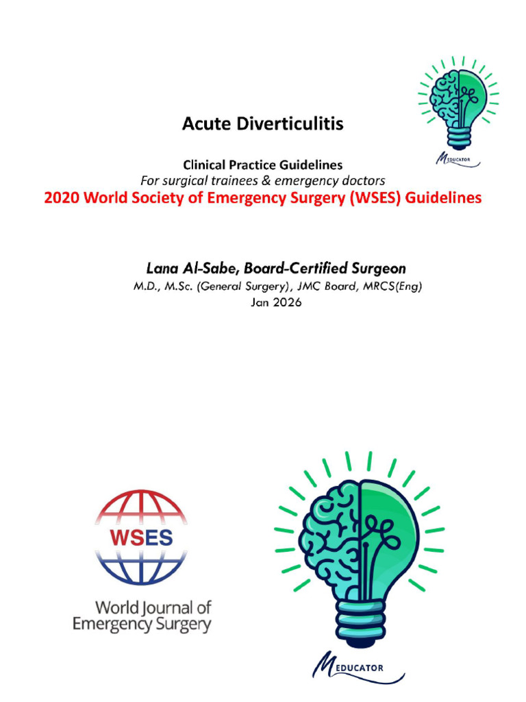 Acute Diverticulitis : 2024 Clinical Guidelines For Emergency Doctors ...
