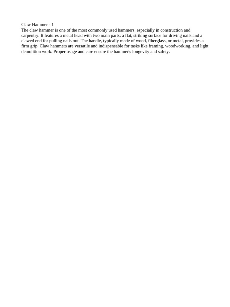 Claw Hammer - 1 | PDF