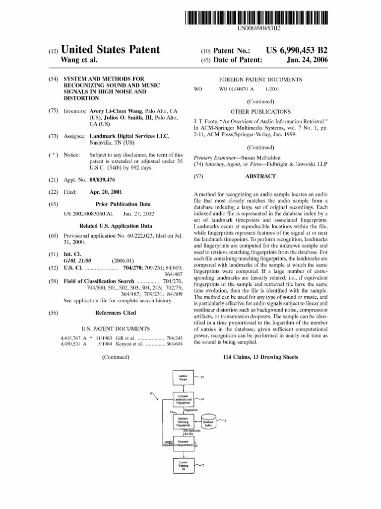 US6990453 | PDF | Sampling (Signal Processing) | Central Processing Unit