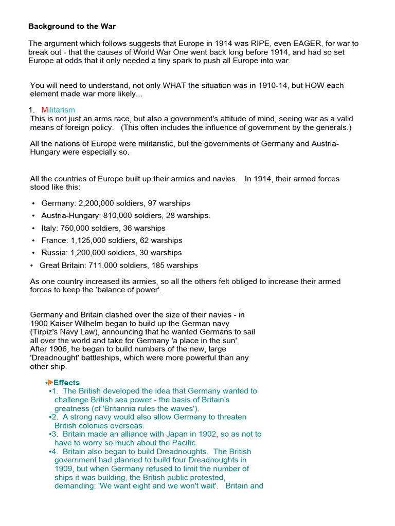 Wwi Causes | PDF | German Empire | British Empire