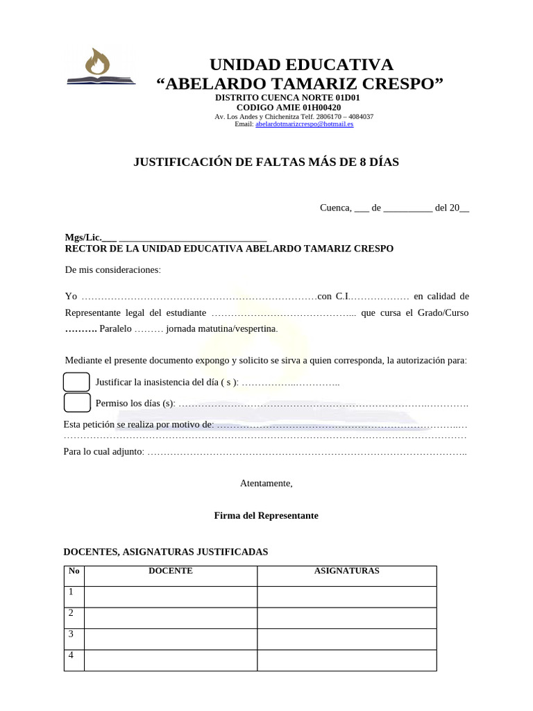Justificación de Faltas Más de Dmdme | PDF