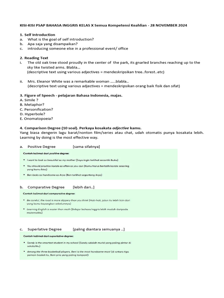 Kisi Psap BHS Inggris X Nov 2024 | PDF | Linguistics | Syntax