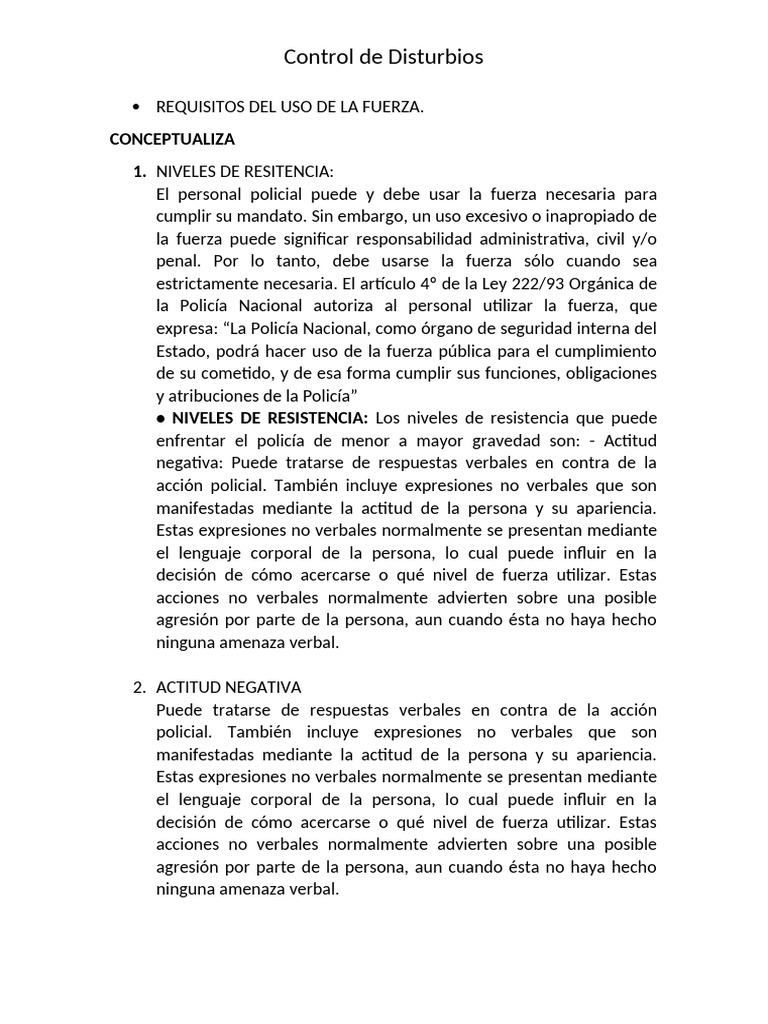 Control de Disturbios - Milagros Arana | PDF | Policía | Agresión