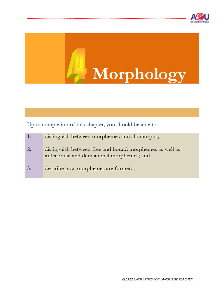 Chapter 4-Morphology | PDF | Morphology (Linguistics) | Word