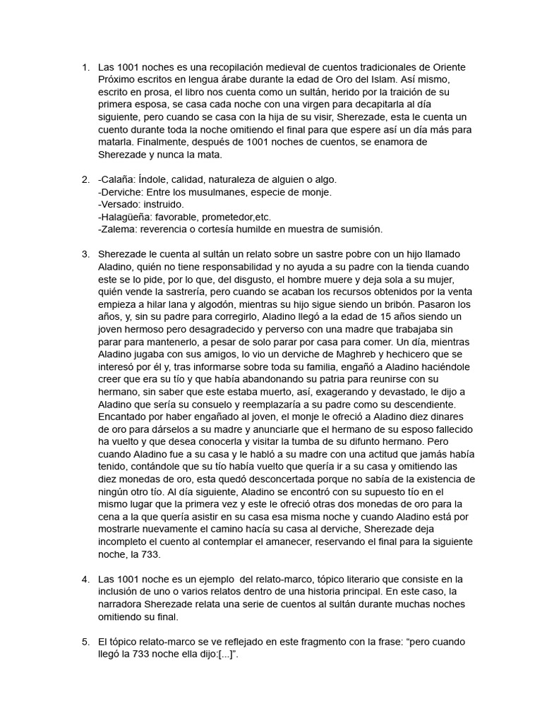 Cuentos de Sherezade en Las 1001 noches | PDF
