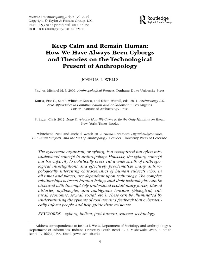 1-2-3 Wells Keep Calm and Remain Human How We Have Always Been Cyborgs and Theories On The ...