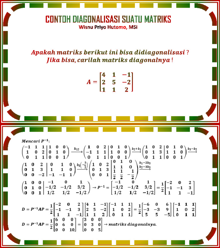 Contoh Diagonalisasi Suatu Matriks | PDF