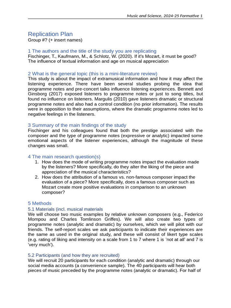 Replication Plan Template | PDF | Psychological Concepts | Cognition