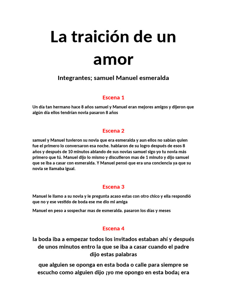 La traición de un amor entre amigos | PDF