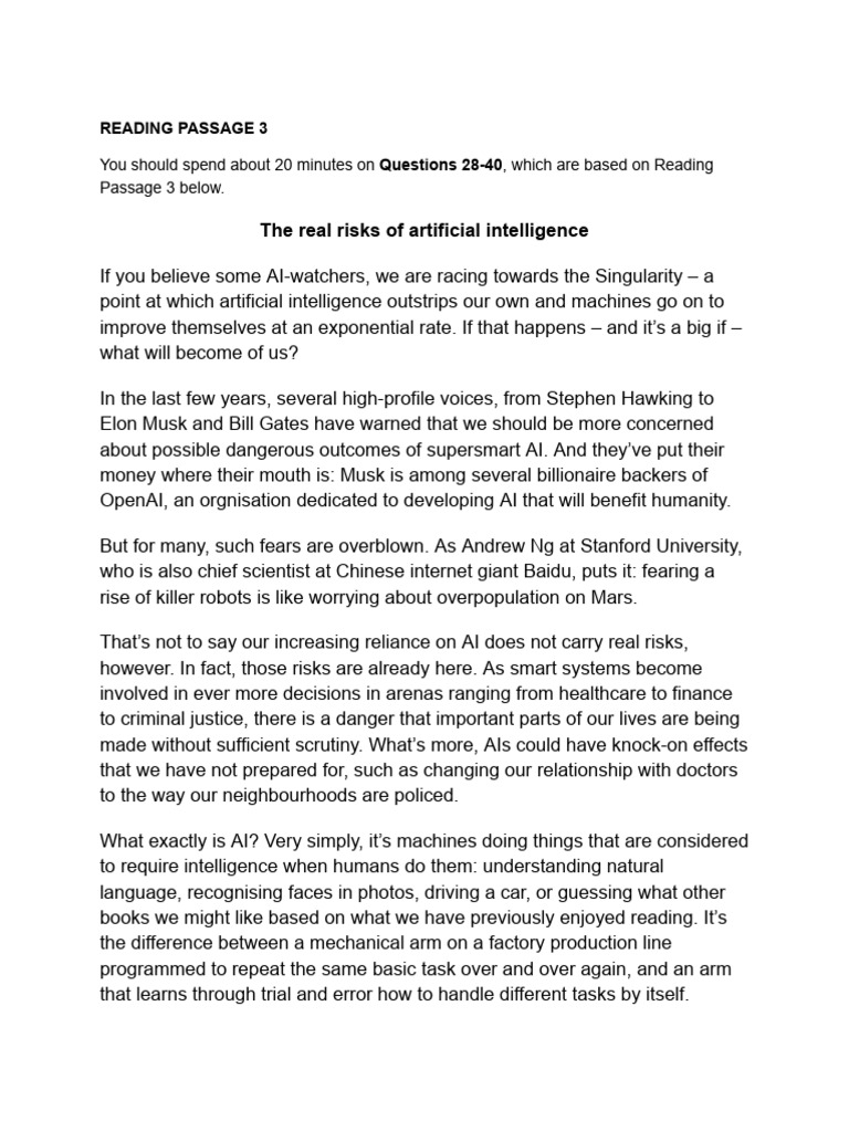 Reading Passage 3 | PDF | Artificial Intelligence | Intelligence (AI ...