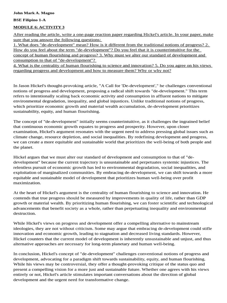 Module 6 | PDF | Sustainability | Economic Growth