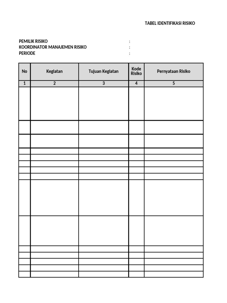 Form Risk Register | PDF