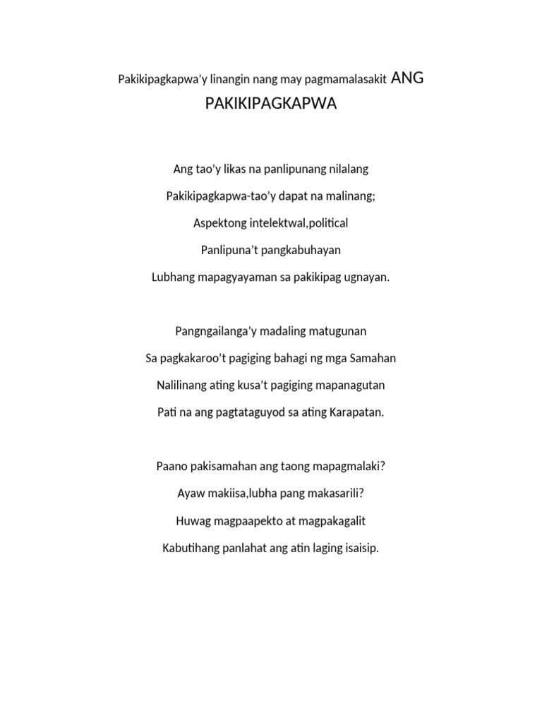 Ang Pakikipagkapwa | PDF