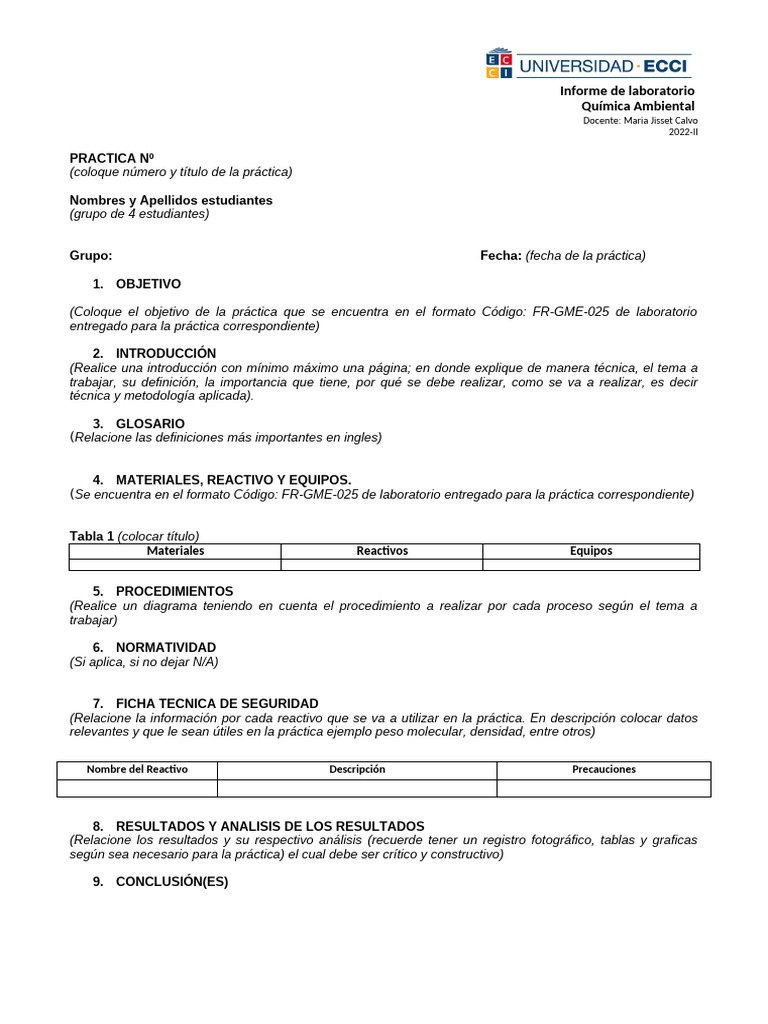 Formato Informes | PDF | Laboratorios