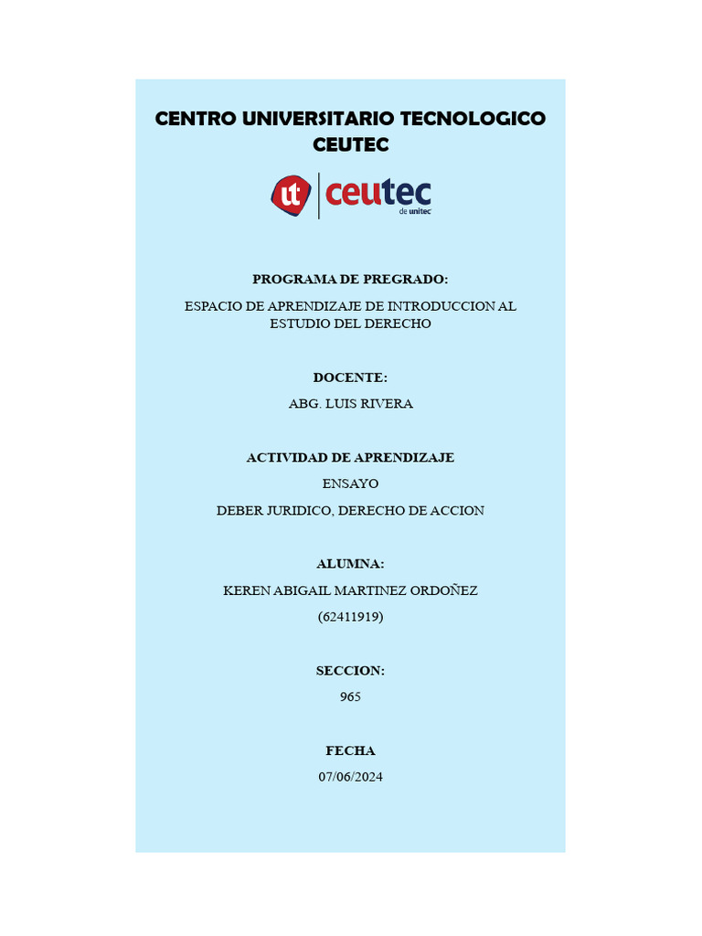 Deber Juridico, Derecho de Accion | PDF | Justicia | Crimen y violencia