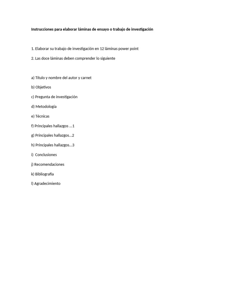 Instrucciones para Elaborar L Minas de Ensayo o Trabajo de Investigaci N | PDF