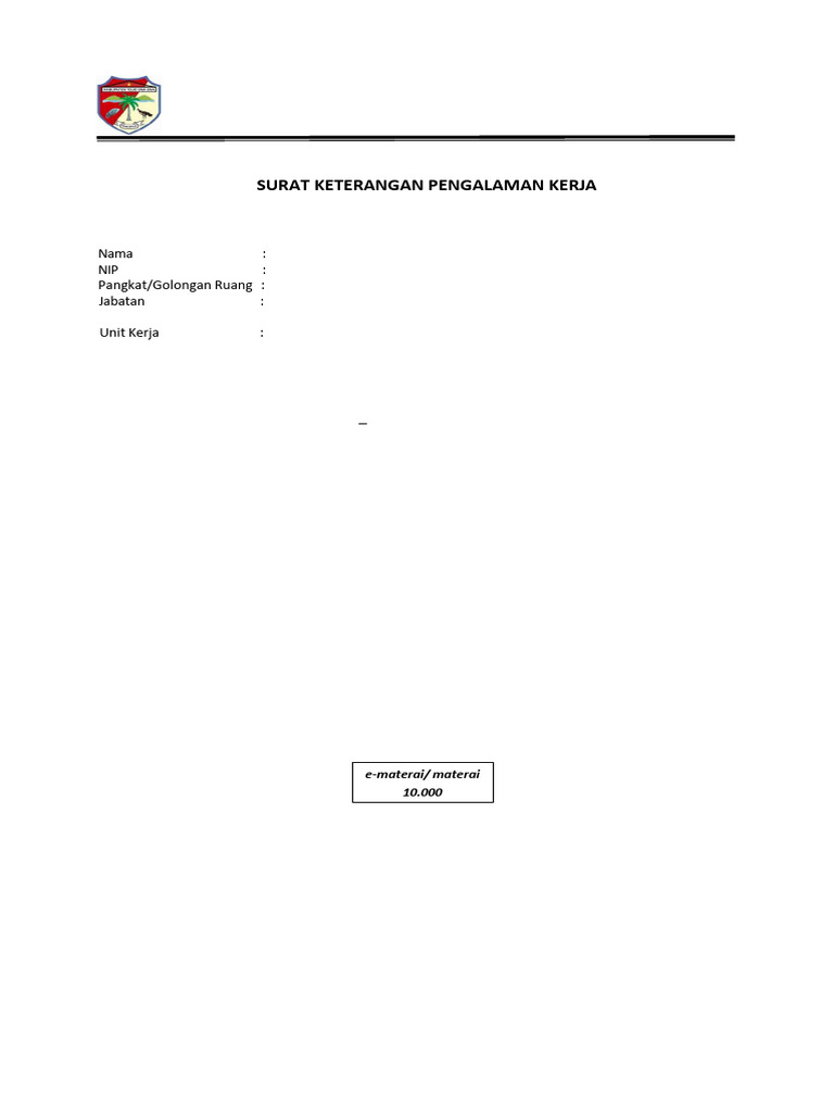 Lampiran V Format Surat Keterangan Pengalaman Kerja | PDF