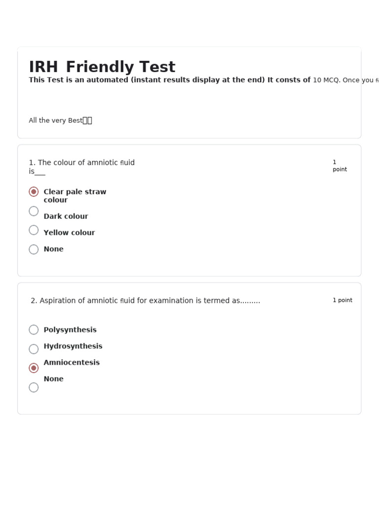 IRH Friendly Test Results | PDF