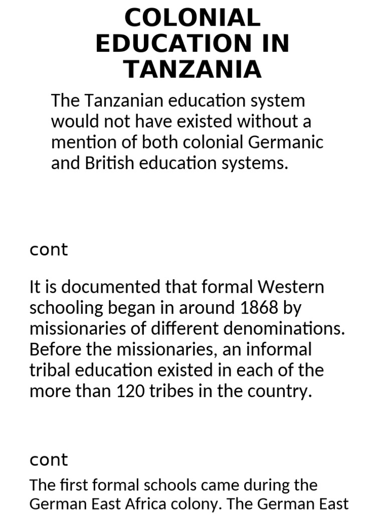 Colonial Education System in Tanzania Power Point-1 | PDF | Tanzania