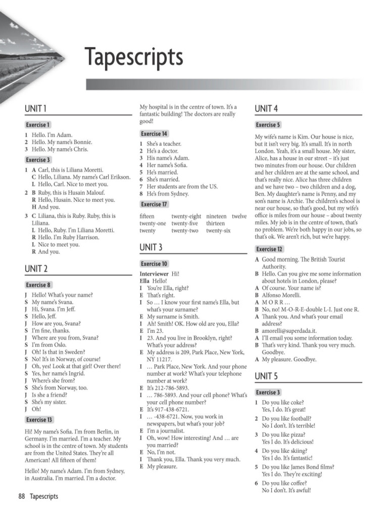 Tapescripts Beginner Workbook | PDF