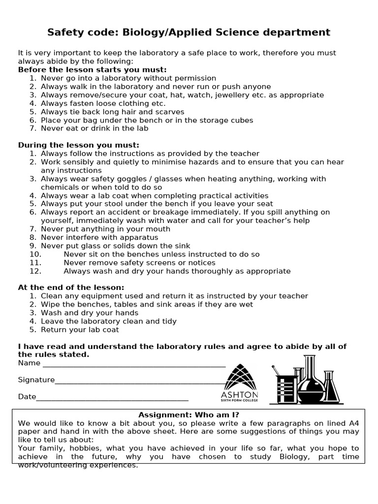 Laboratory Safety Rules 2020 | PDF