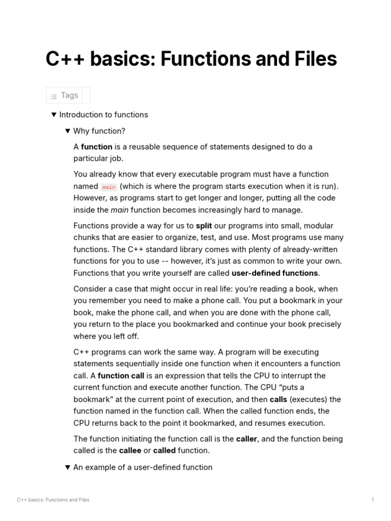 C Basics Functions and Files | PDF | Parameter (Computer Programming) | Integer (Computer Science)