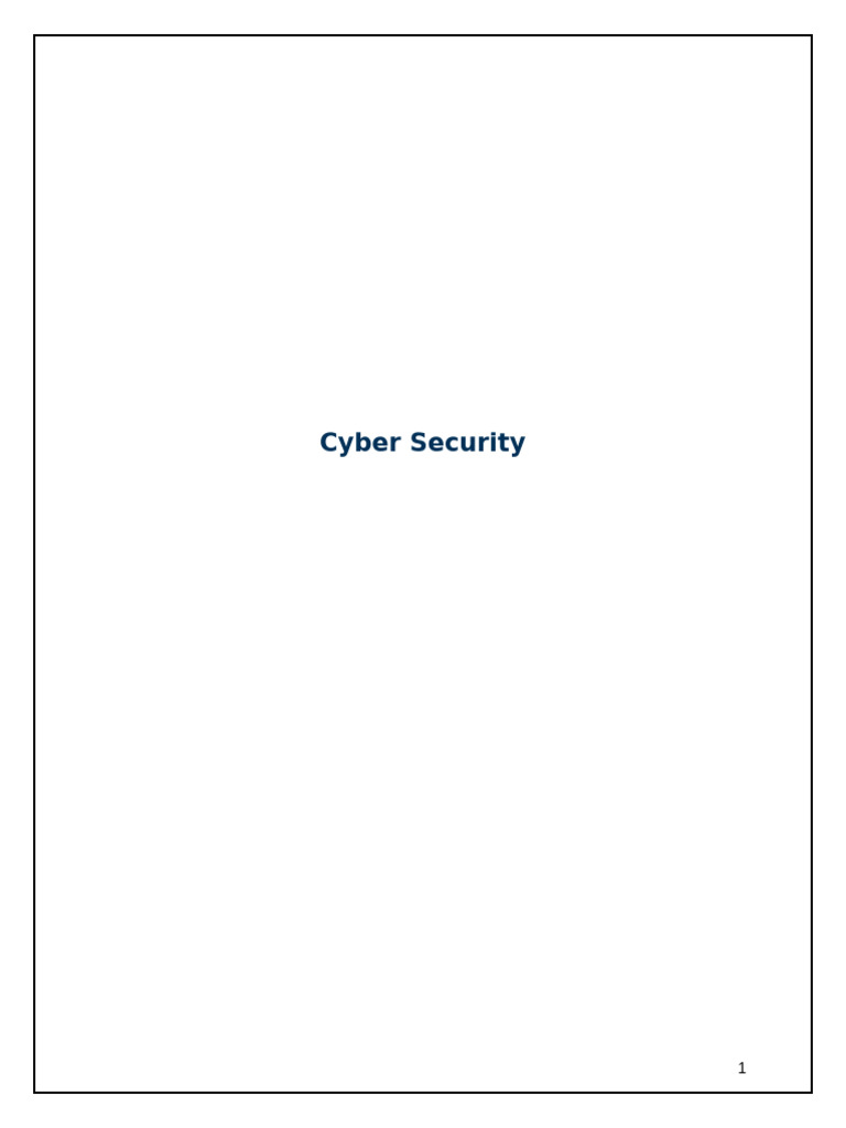 Cyber Security Pdf Security Computer Security