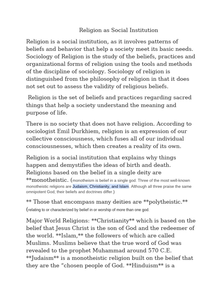 Sociology of Religion Explained | PDF | Monotheism | God
