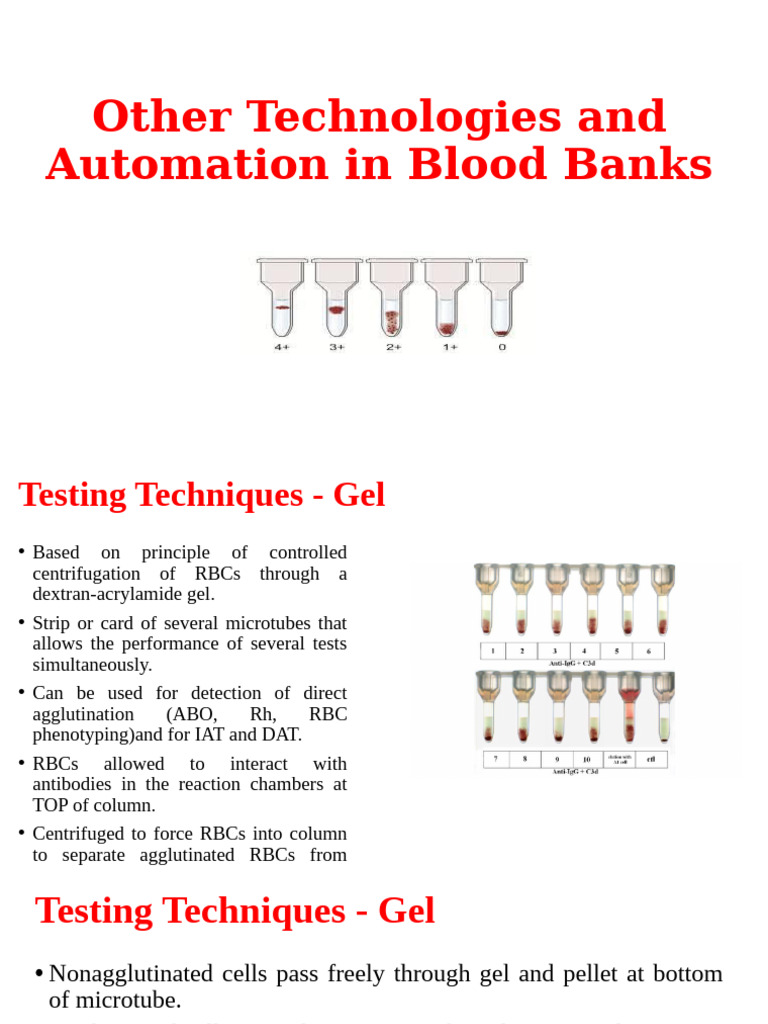 Other Technologies and Automation in Blood Banks | PDF