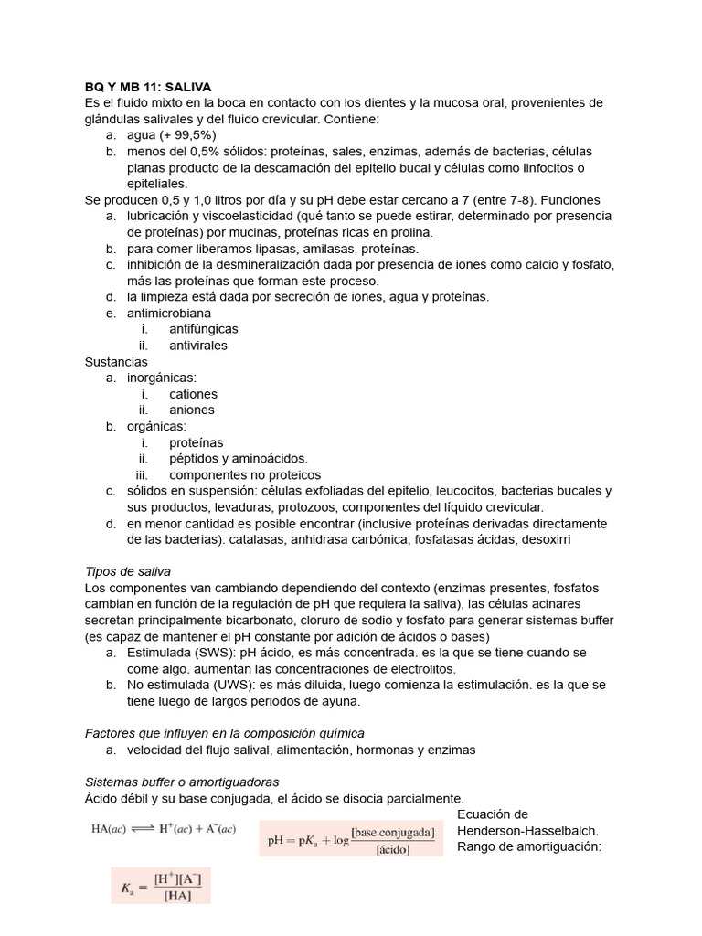 SALIVA | PDF | Solución tampón | Química